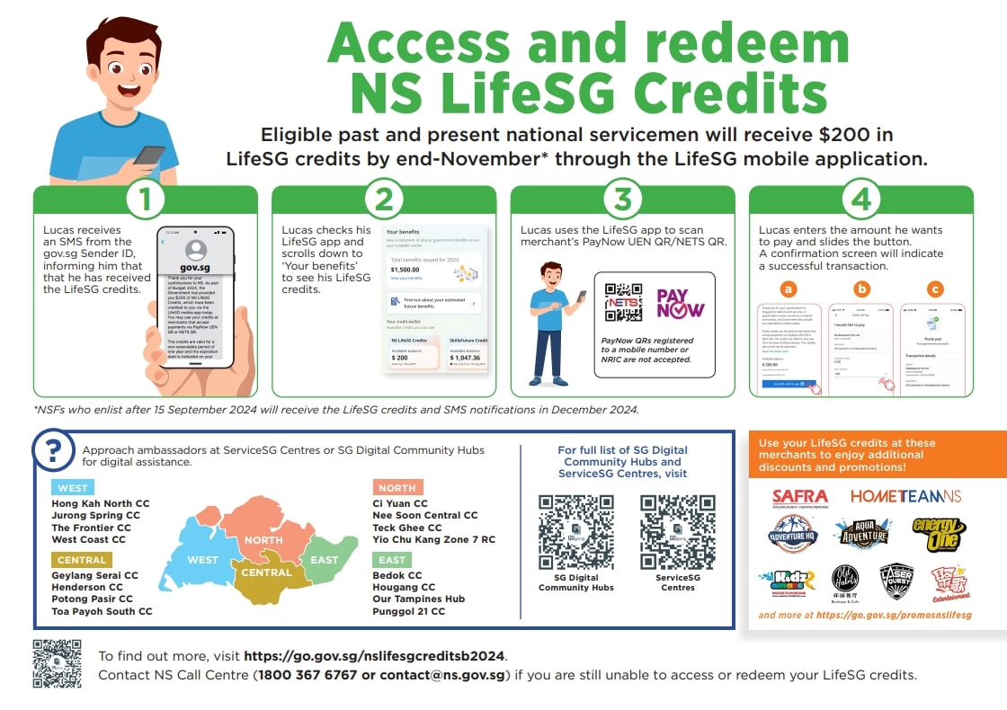 National servicemen to receive S$200 LifeSG credits in November - CNA