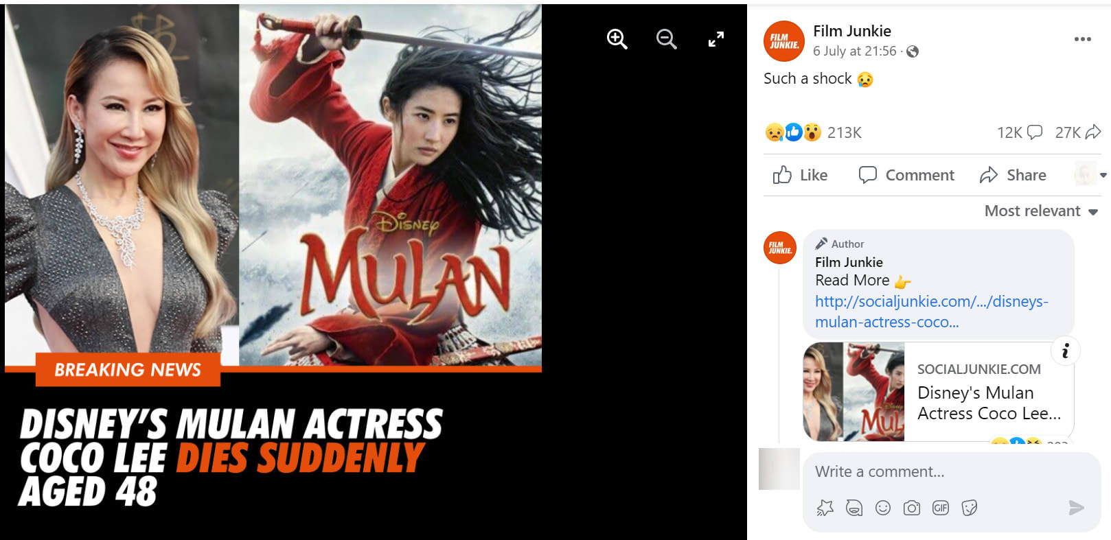 Entertainment Site Uses Liu Yifei's Pic In Report On Coco Lee's Death - 8days