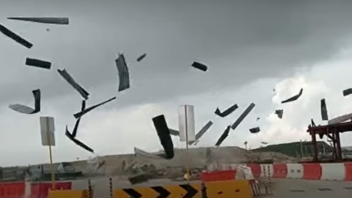 Changi Airport Group says 'unusual' weather event caused flying debris at construction site; no ...
