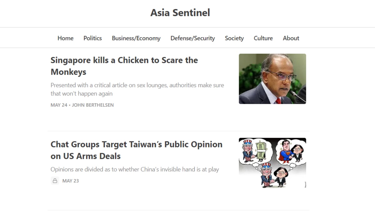 Singapore to block Asia Sentinel website for not complying with POFMA ...