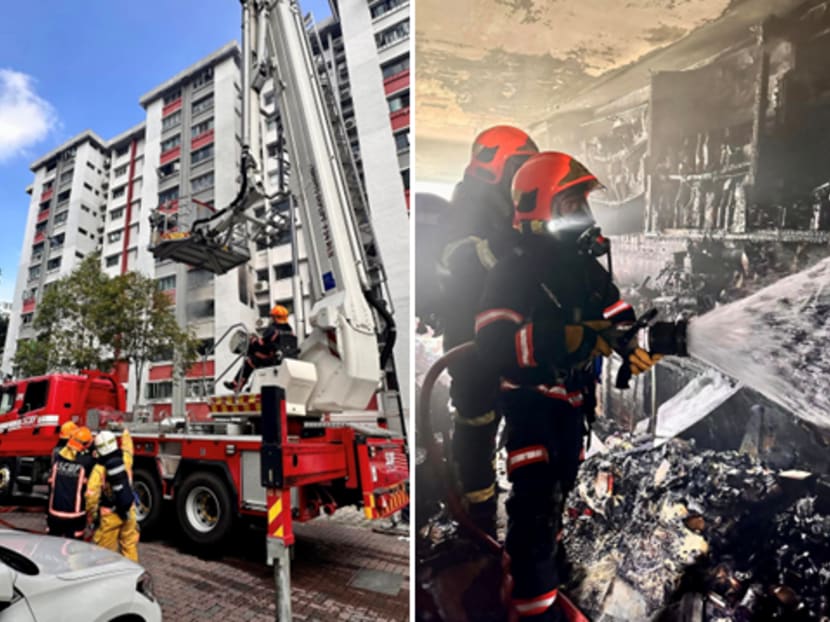 60 residents evacuated after Ang Mo Kio HDB flat catches fire; no ...