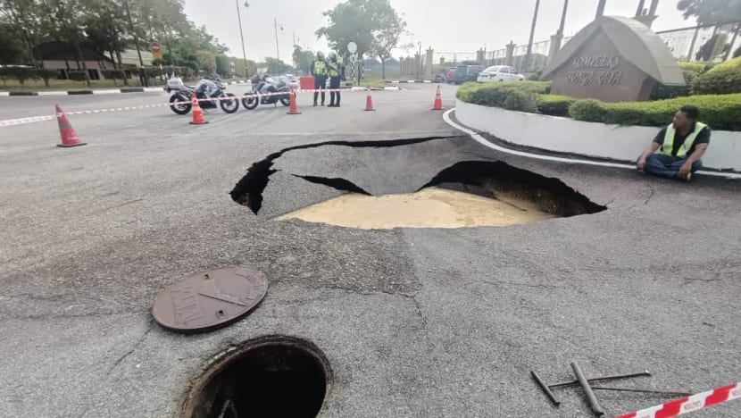 Sinkhole opens up in front of KL airport's VIP complex - CNA