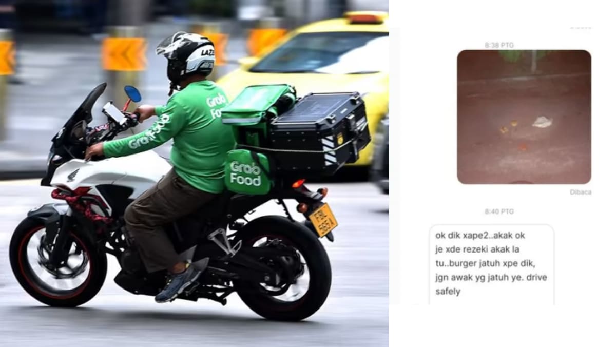 'Rider' Grab terjatuhkan makanan; pelanggan tenang sahaja, siap bagi ...