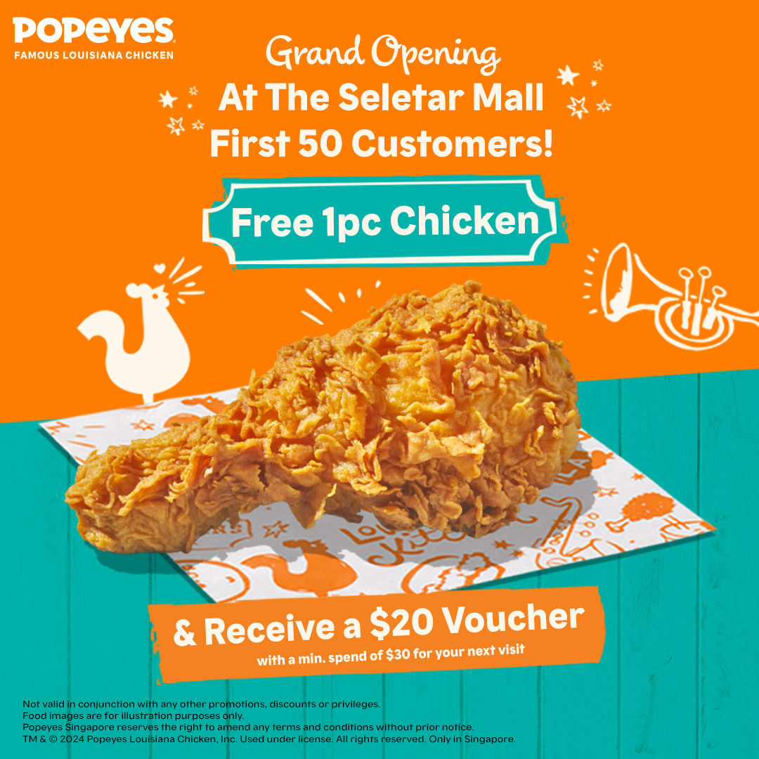 #sgdeals Popeyes入驻Seletar Mall展现新形象 开幕送炸鸡和礼券！ - 8world Entertainment ...