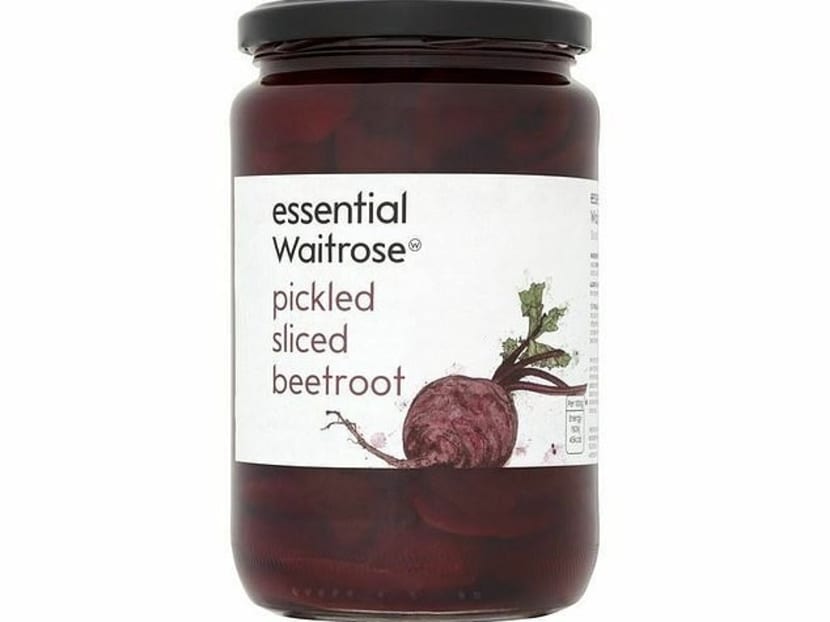 Jars of Essential Waitrose pickled beetroot sold by Cold Storage ...