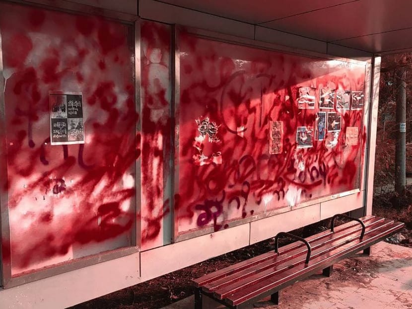 Myanmar protesters throw red paint in the streets as death toll mounts ...