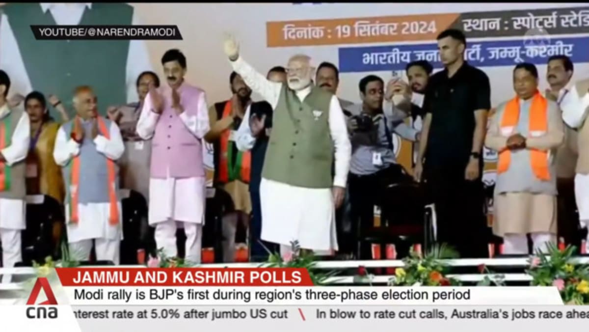 Indian PM Modi addresses election rally in Kashmir to campaign for BJP ...
