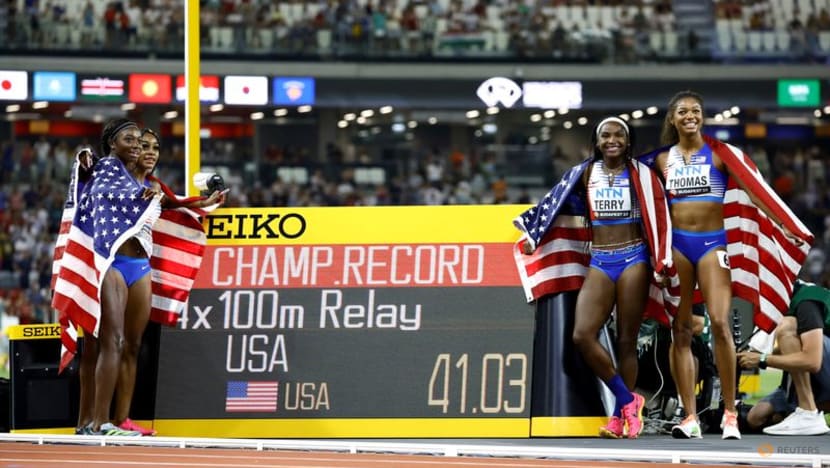US women match men with 4x100m relay gold - CNA