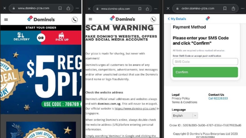 Police warn of new phishing scam using fake Domino's Pizza websites - CNA