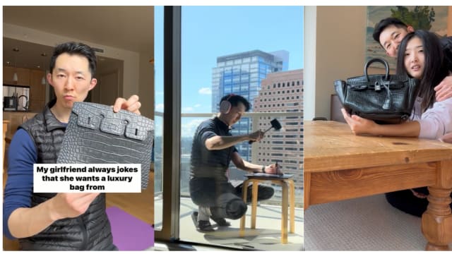 女友想要爱马仕柏金包 美国男亲手做给她 - 8world