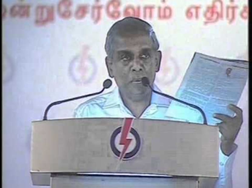 PAP's SM S Jayakumar at Bedok Stadium for East Coast GRC rally, May 1 ...