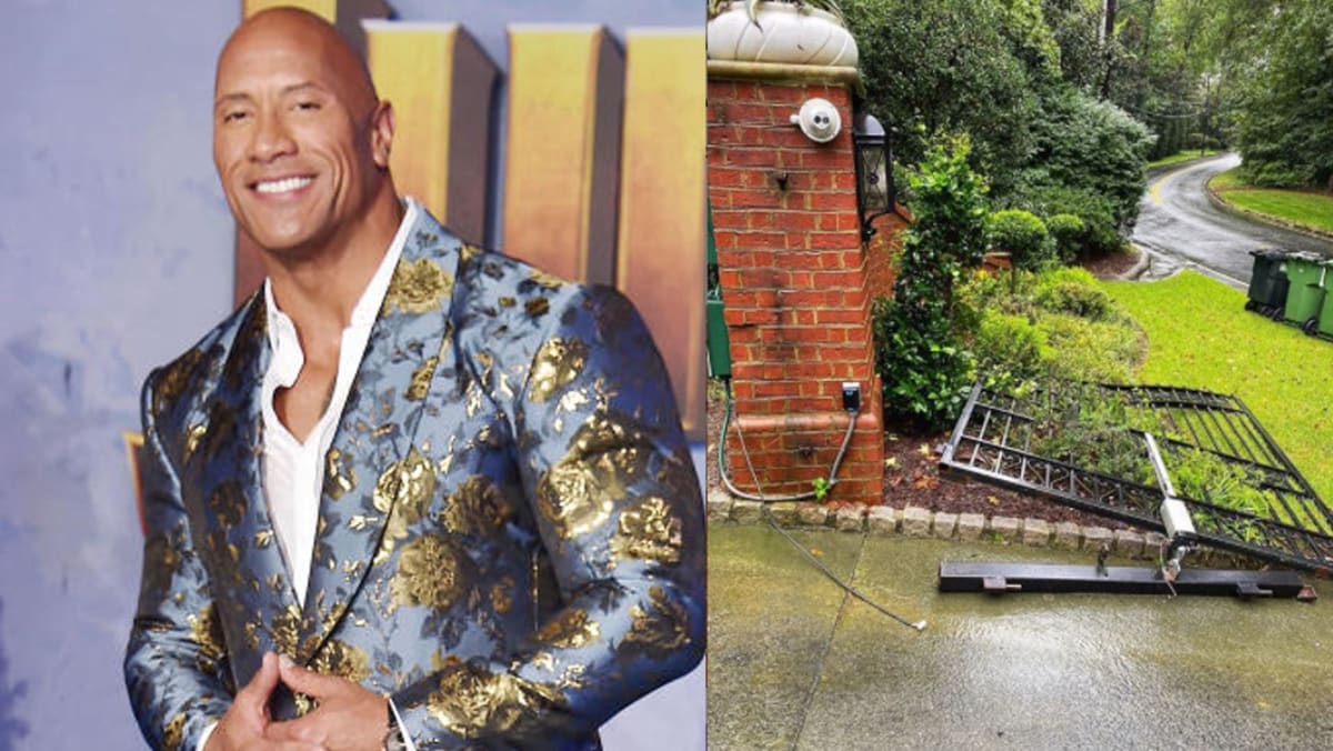 Dwayne Johnson Rips Electric Gate From Brick Wall To Avoid Being Late ...