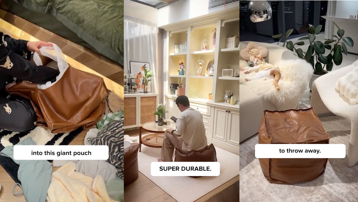 Using A Cushion Pouf As Storage For Old Clothes Or Bedsheets Is A ...