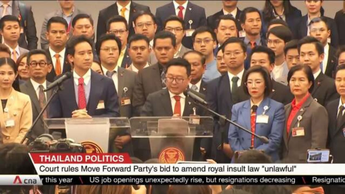 Thai court rules Move Forward Party's bid to amend royal insult law is 'unlawful' | Video - CNA