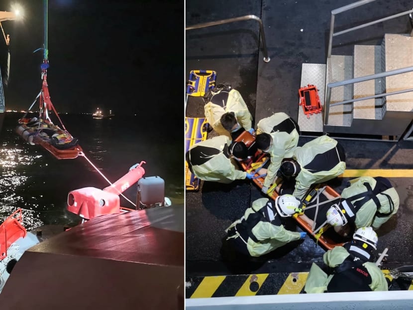 SCDF deploys marine vessels to rescue injured crew member - TODAY