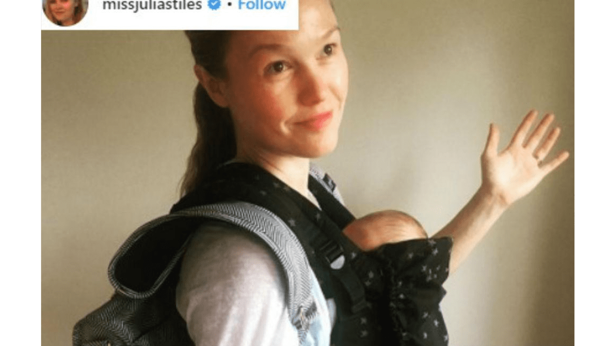 Julia Stiles Carries Son Strummer In A Front Pack 8days