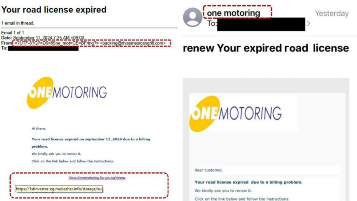 Police warn of phishing scams impersonating OneMotoring site - CNA