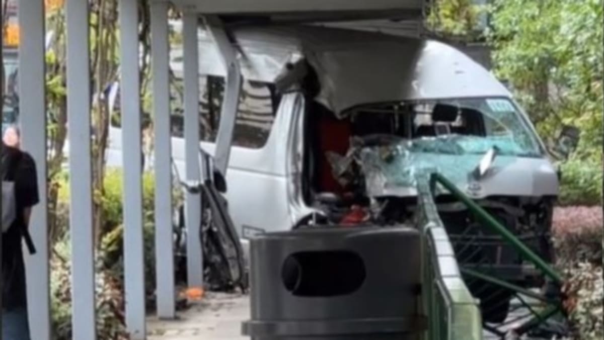 Man, 72, dies after van he was driving crashes onto covered walkway ...