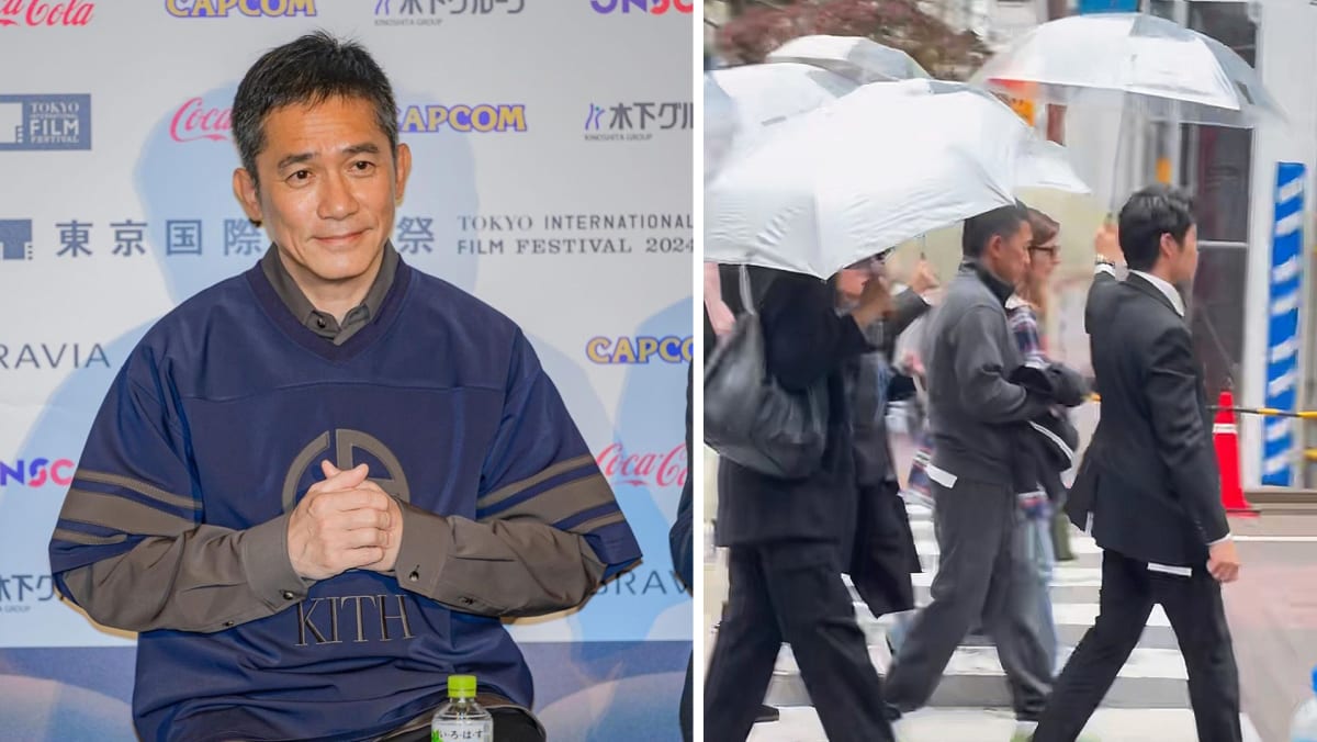 Tony Leung Gets Rained On Despite 5 People Holding Umbrellas For Him - 8days