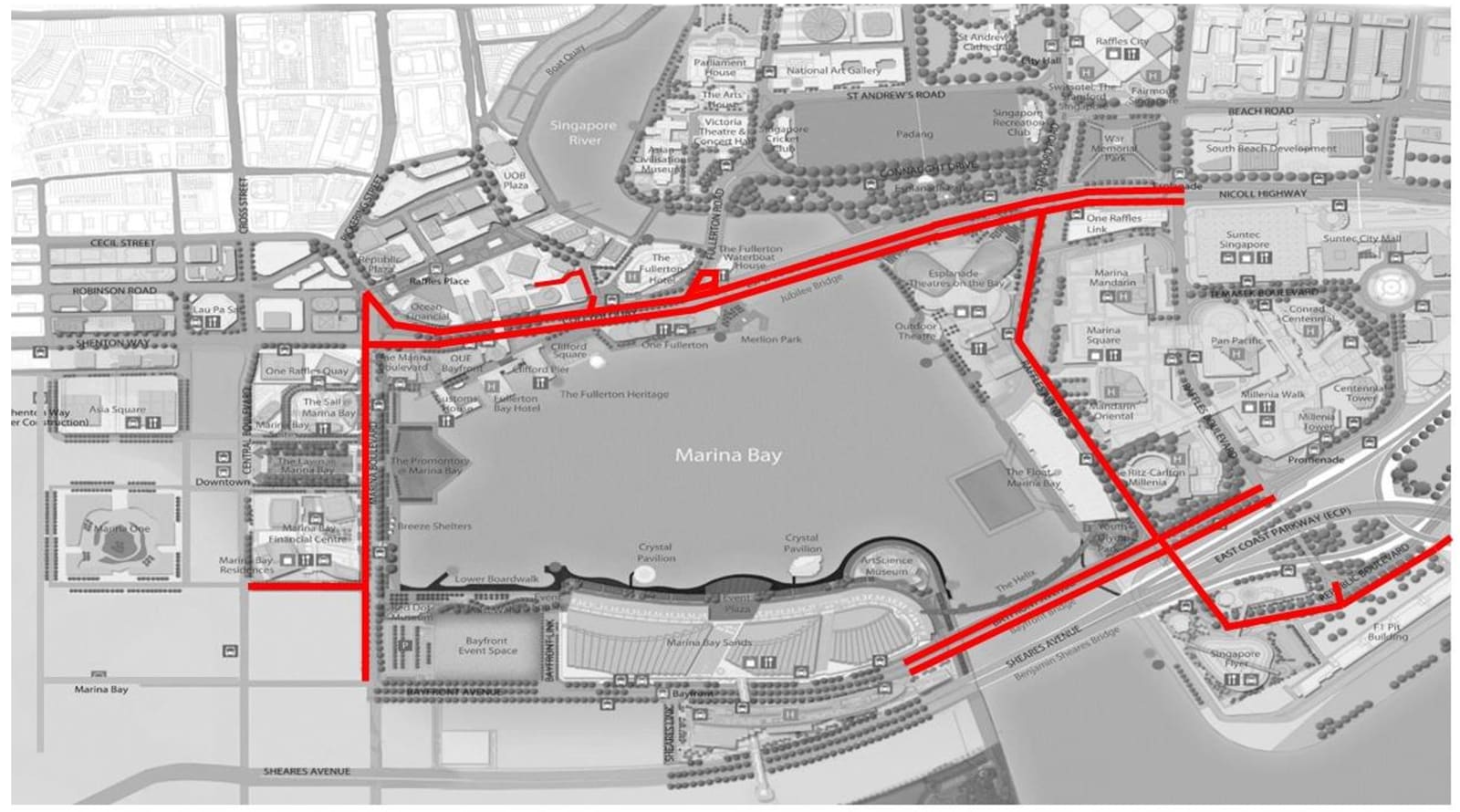 Expect road closures and potential MRT route changes at the Marina Bay ...