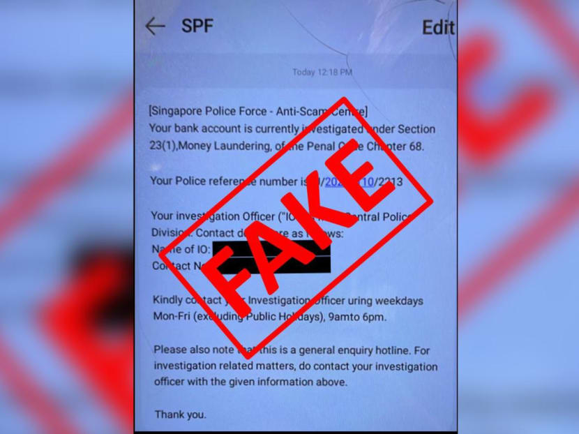Police warn of fake text messages claiming to be from SPF - CNA Lifestyle