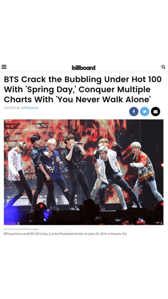 BTS Reaches Number 15 on Billboard′s ′Bubbling Under Hot 100′ - 8days