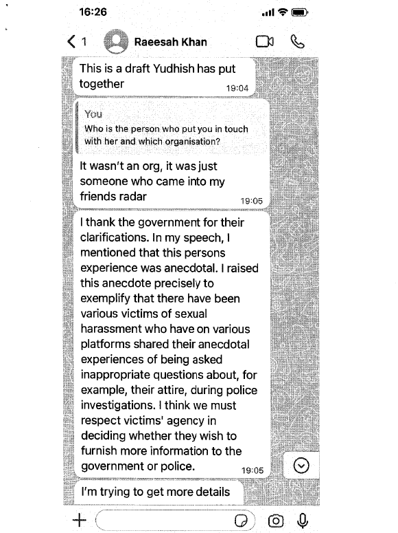 Committee of Privileges report: WhatsApp exchanges between Raeesah Khan, Pritam Singh and other ...