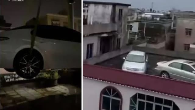 防浸泡！中国女子花150新元把车吊到楼顶 - 8world
