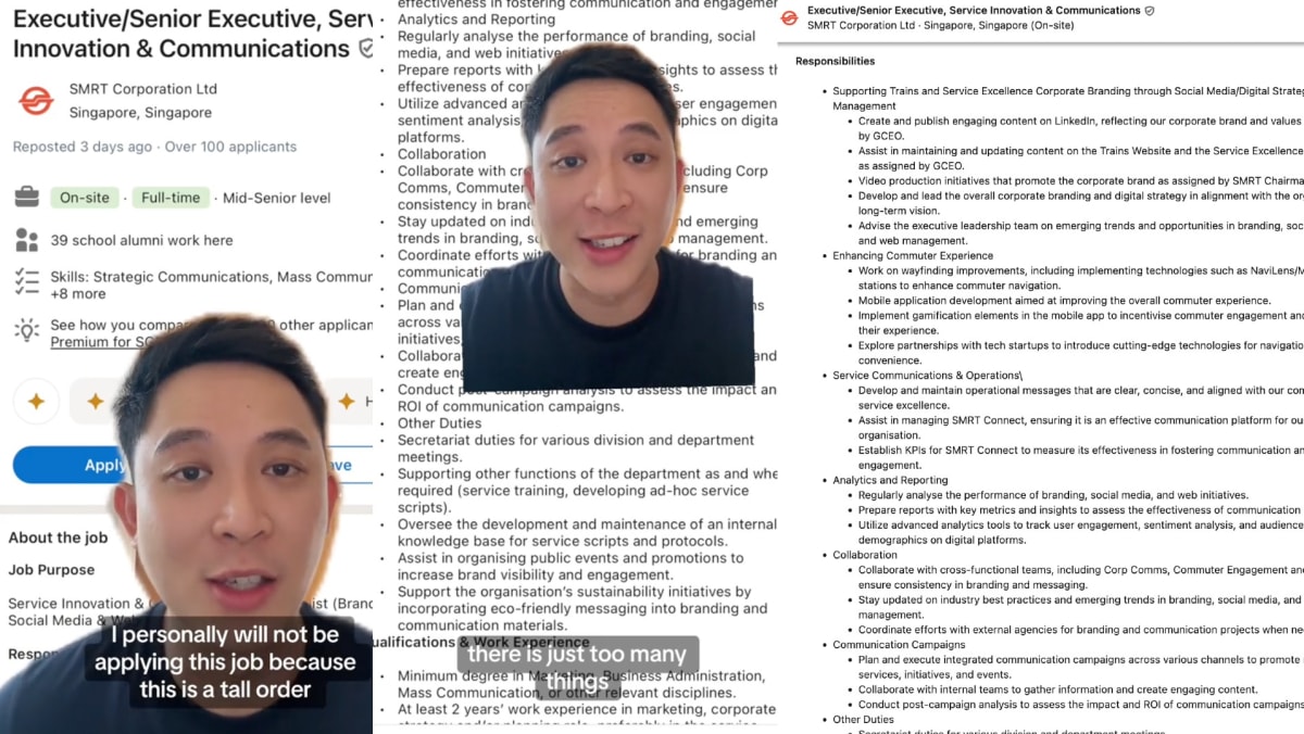 S’porean TikToker Calls Out SMRT’s Job Listing For “Squeezing Multiple ...