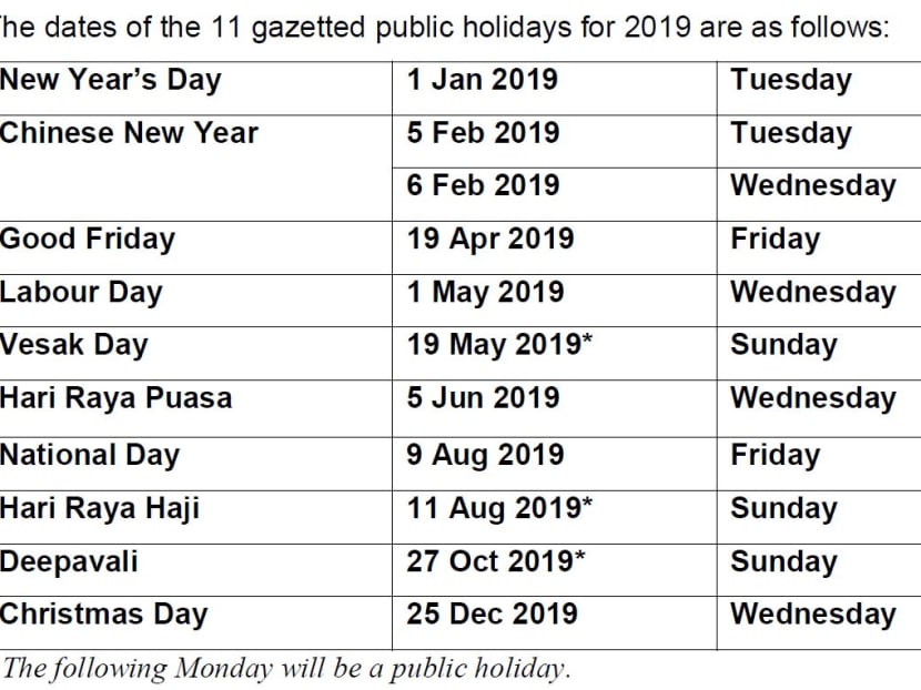 Singapore public holidays: 3 long weekends and a 4-day weekend in 2019 ...