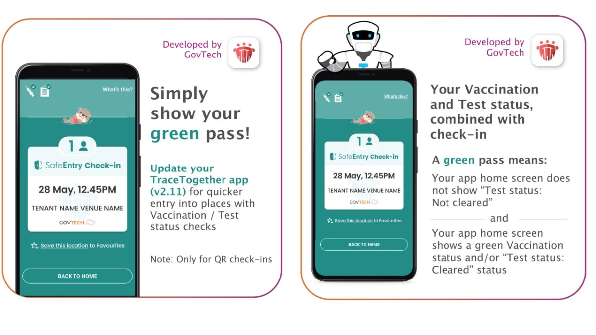 Updated TraceTogether app to show vaccination and test statuses on ...