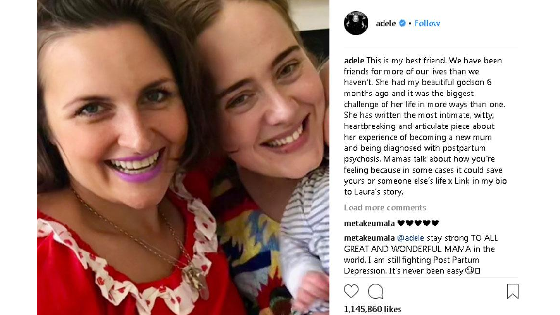 Adele helped best friend get over postpartum psychosis - 8days