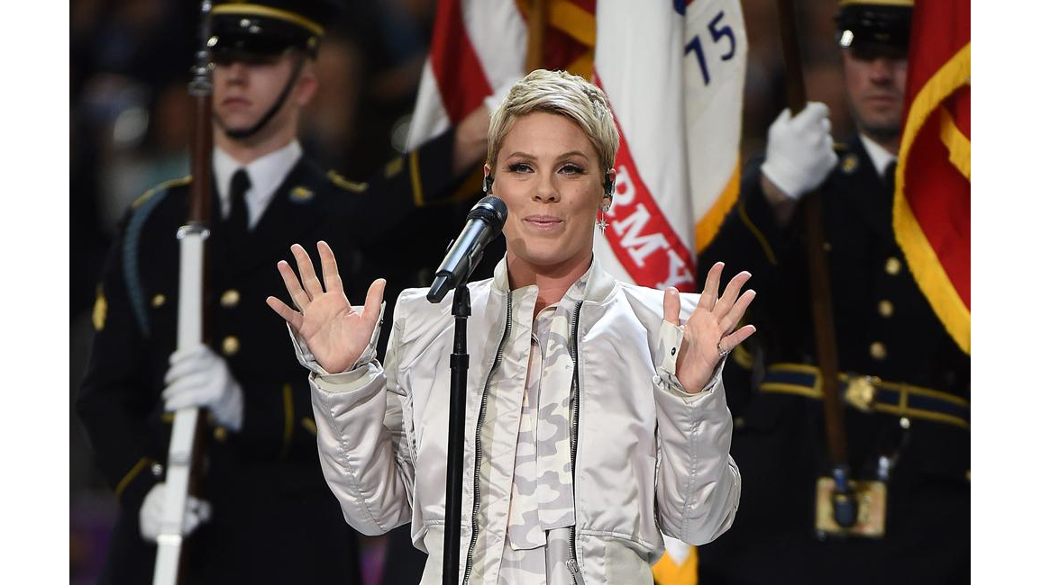 Pink defends throwing out throat lozenger at Super Bowl - 8days