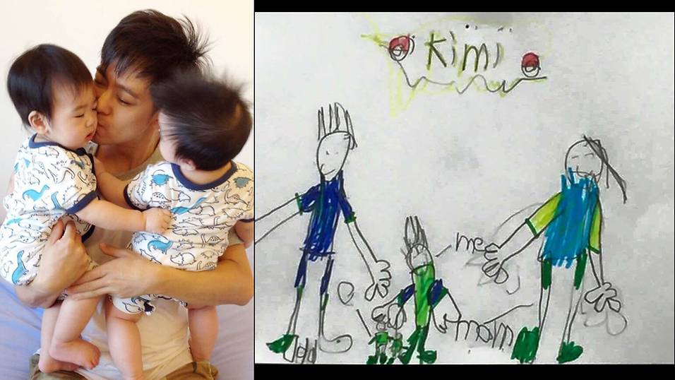 Jimmy Lin reveals family portrait drawn by Kimi - 8days