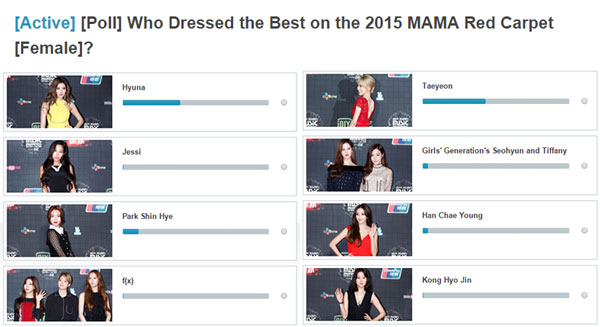 [Poll] Who Dressed the Best on the 2015 MAMA Red Carpet [Female]? - 8days