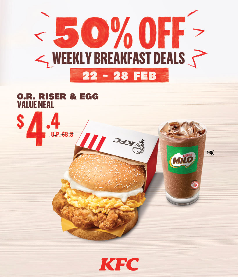 KFC’s Breakfast Items With Iced Milo At Discounted Prices, Including ...
